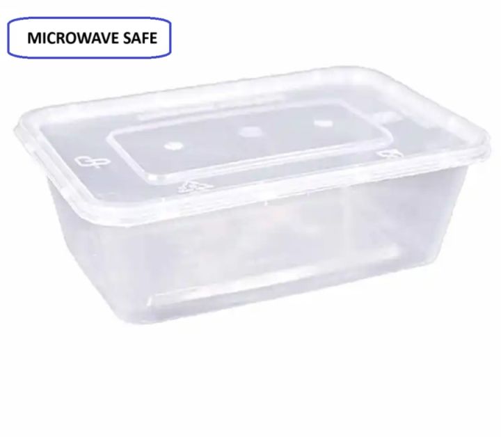 10 Pcs Transparent / Black PP5 Plastic Food Container | Disposable ...