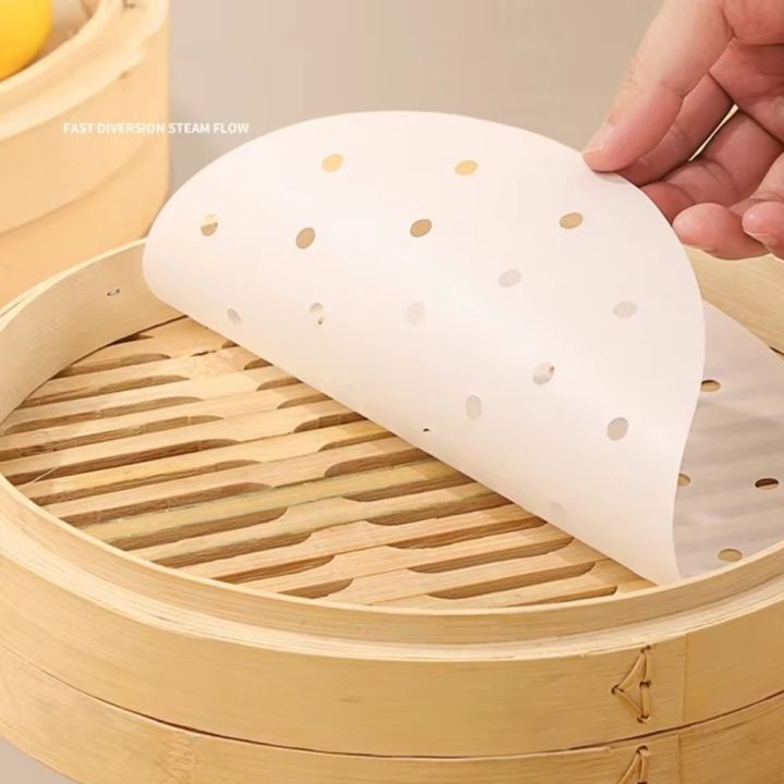 50Pcs Durable 4/6/8/10in Bamboo Steamer Papers Restaurant Cookware Dim ...