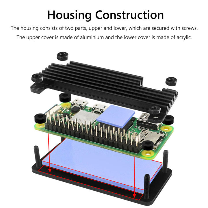 for Raspberry Pi Zero / Pi Zero 2W Aluminum Case Enclosure Housing Case ...
