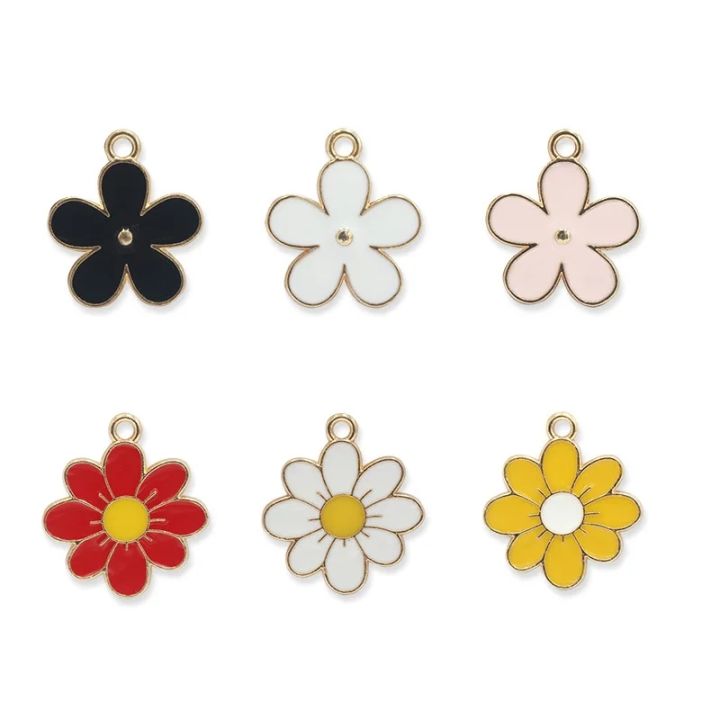 5-10pcs 19*21mm Enamel Daisy Flower Charms For Necklace Pendent ...