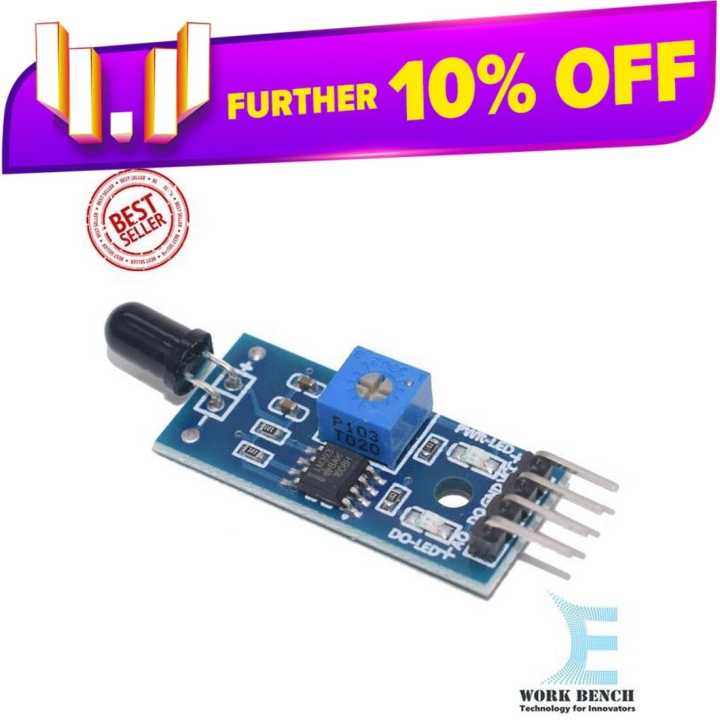 4 Pin IR Flame Detection Sensor Module Fire Detector Infrared Receiver ...