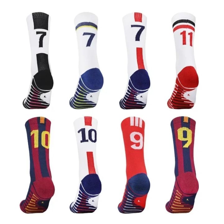 Blue Red No.10# 7# Kids Soccer Socks Men's Football Sports Short Socks ...