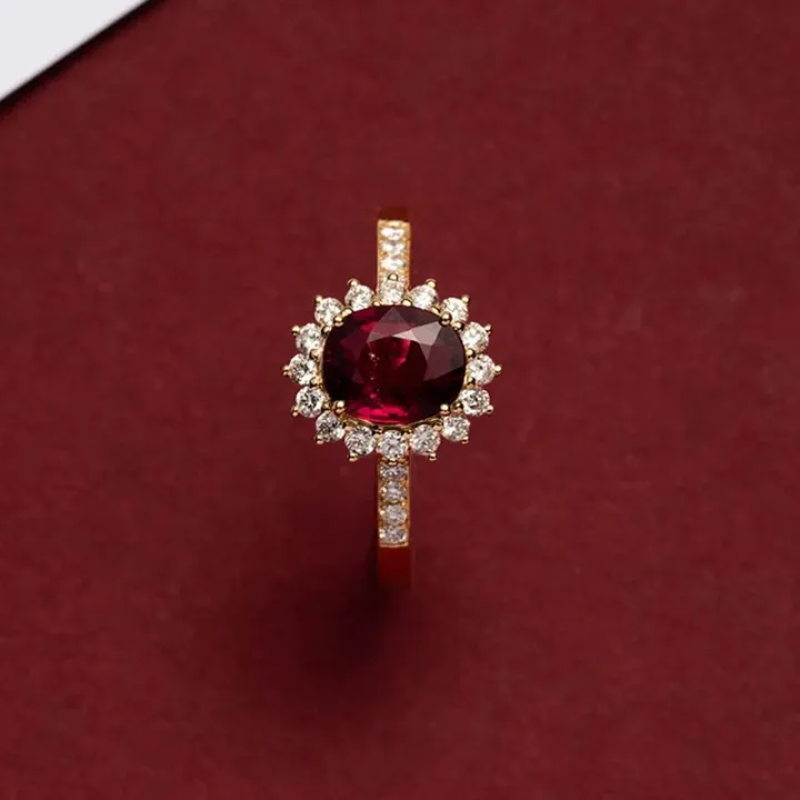 Vorix Gold Ruby Colour Ring Garnet Red Retro 100% S925 Sterling Silver ...
