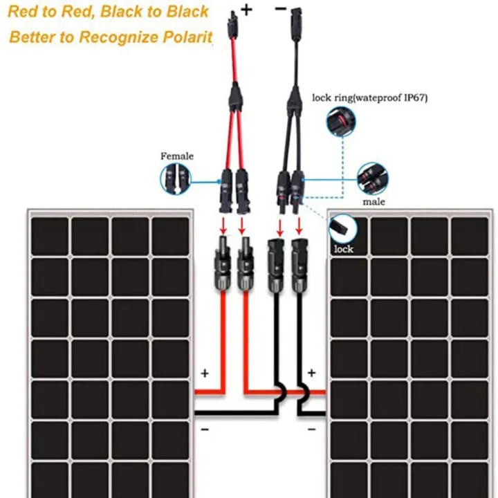 Thick Tool-free Solar Panel Connectors MC4 Y-shape Y Branch Adapter ...