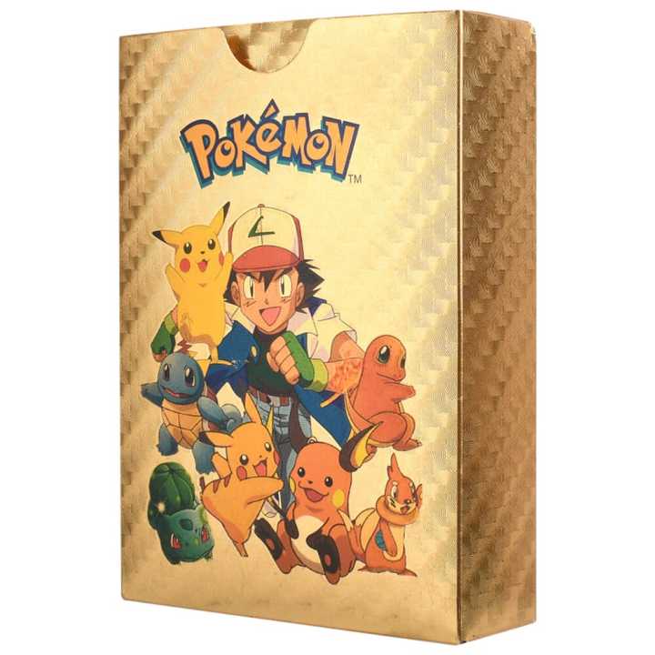 55pcs Pokemon Gold Foil Cards Anime Cartoon Pokemon English Version Tcg ...