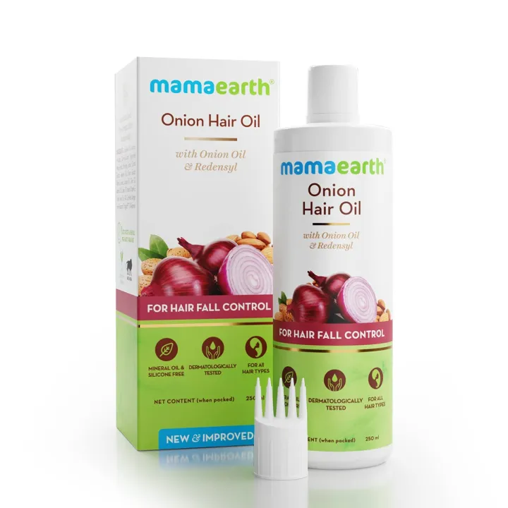 Mamaearth Onion Hair Oil for Men & Women with Onion & Redensyl for Hair Fall Control, Hair ...