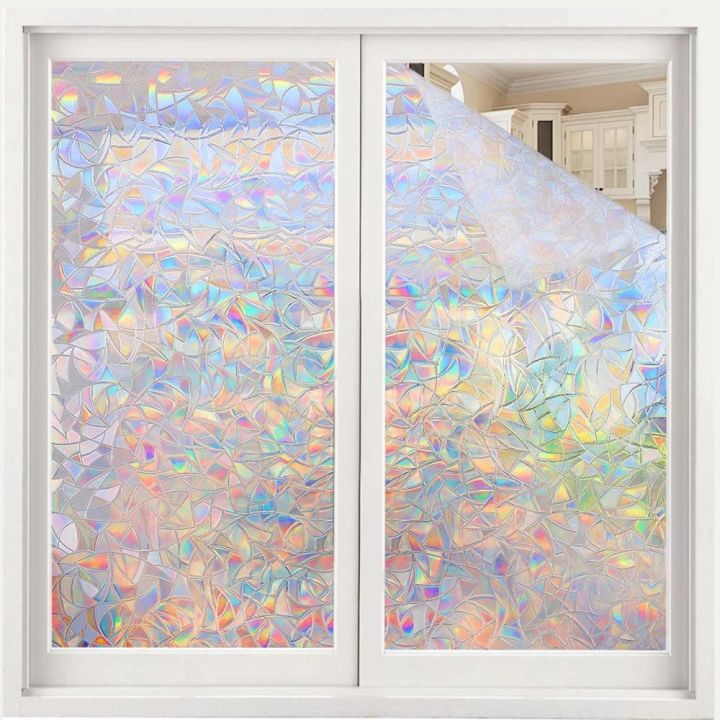 Window Film Privacy 3D Rainbow Effect Frosted Glass Window Film Non ...