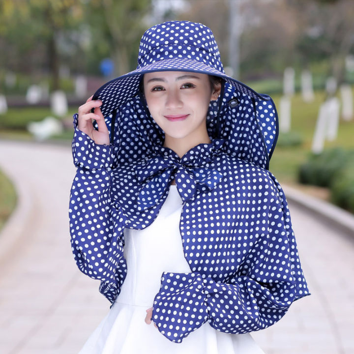 Hat and scarf three-in-one Summer Outdoor Sunscreen Tea Picking Hat ...