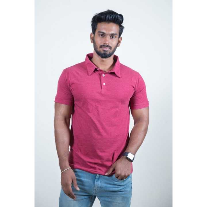 Moffi Essentials- Men's Collar T-Shirt - Maroon | Daraz.lk