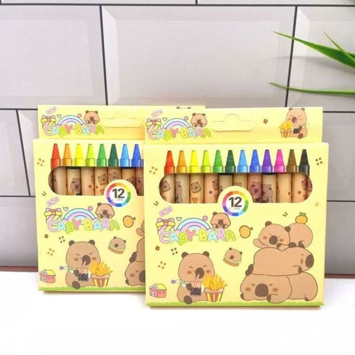 12Pcs Kawaii Capybara Crayon Anime Cartoon Student Graffiti Pen Twelve ...