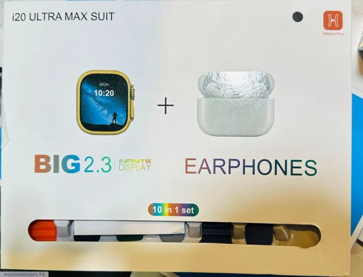 I20 Ultra Smart Watch 10 in 1 box 2.3 inch large screen with 7 strips ...
