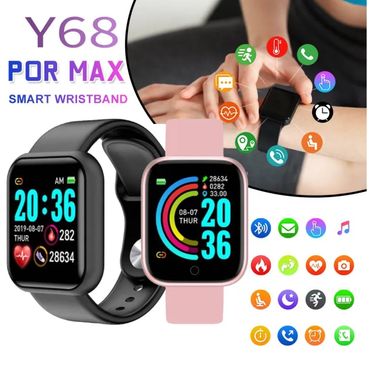 Y68 Bluetooth Smart Watch Macaron Colors Sport Waterproof Pedometer ...