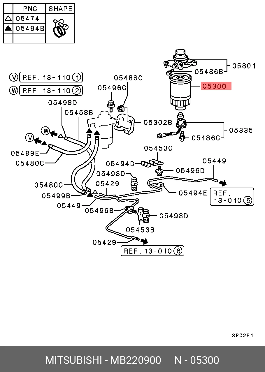 Genuine Mitsubishi Fuel Filter MB220900 FC321 For Delica L200 L300 L400 ...