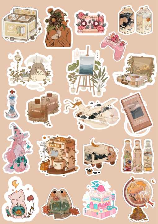 aesthetic Sticker / brown and pink/ laptop sticker/sticker packs/back ...