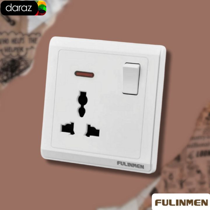 FULIMAN-Universal Wall Switch Socket - Multi Plug Socket Outlet - 3 Hole Switched Socket Outlet ...