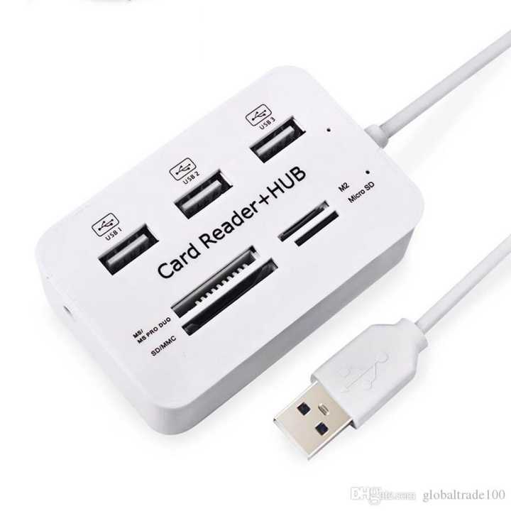 Multi USB 2.0 Hub Combo Card Reader 3 Ports High Speed USB Splitter All ...