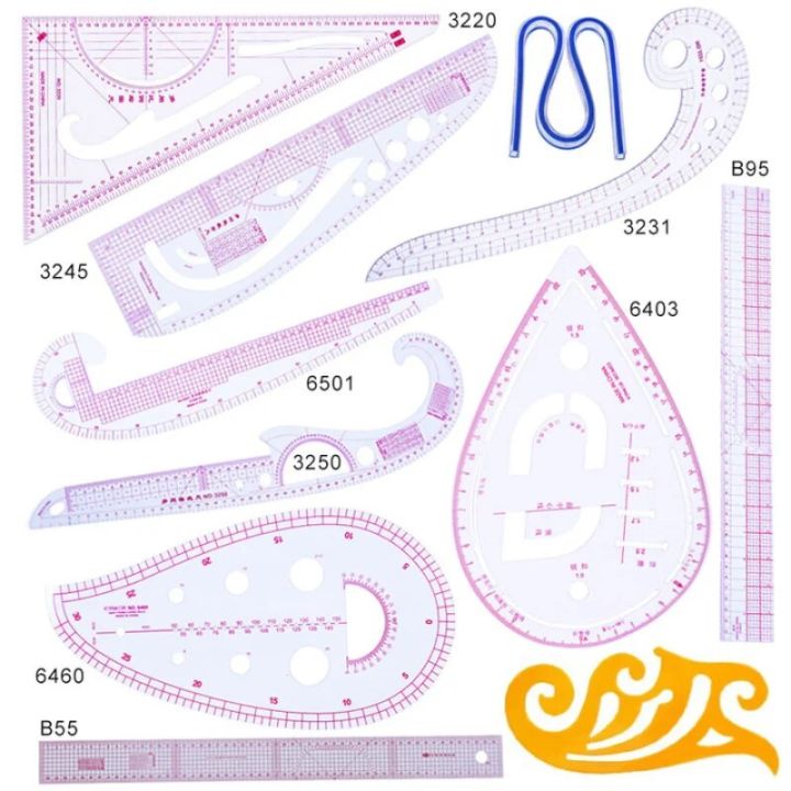 8/11 s Multifunction Patchwork Ruler Plastic French Curve Sewing Ruler ...