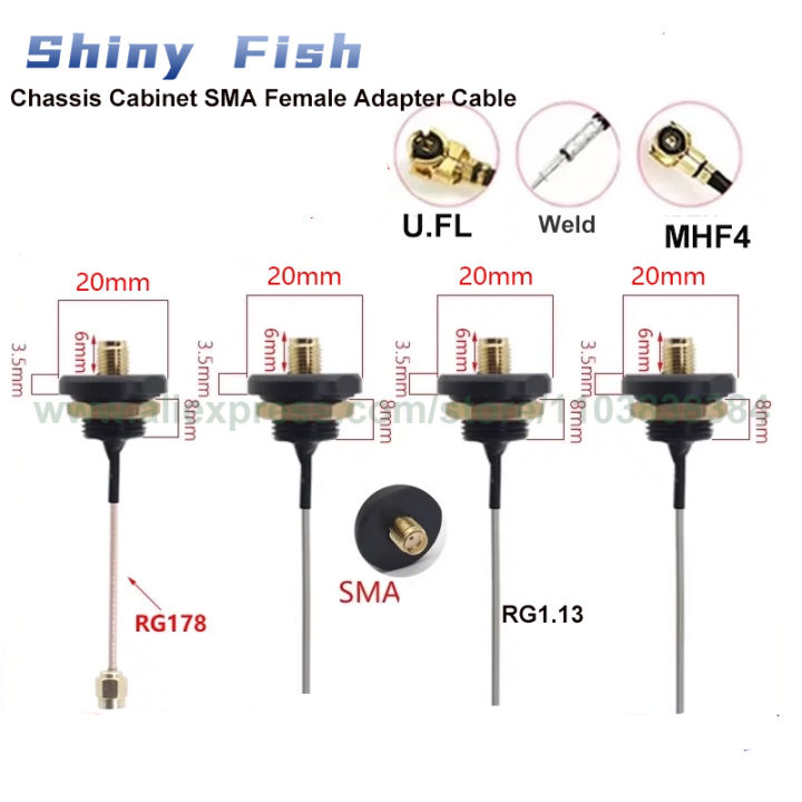 1PCS U.FL MHF4 Weld SMA to SMA Female Chassis Cabinet Adapter Cable M12 ...