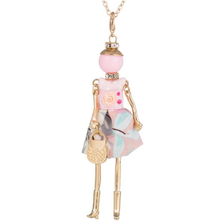 HOCOLE Handmade Shiny Sequins Dress Doll Necklaces Statement Women ...