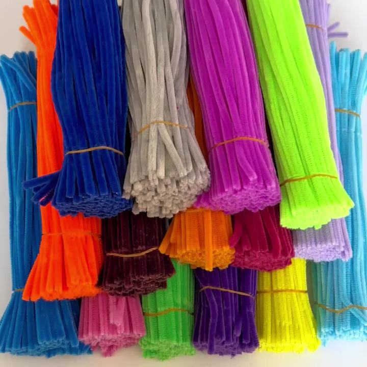 50 PCS Colorful Chenille Stem Twisted Rod Wool Root Fluffy Bar Iron ...
