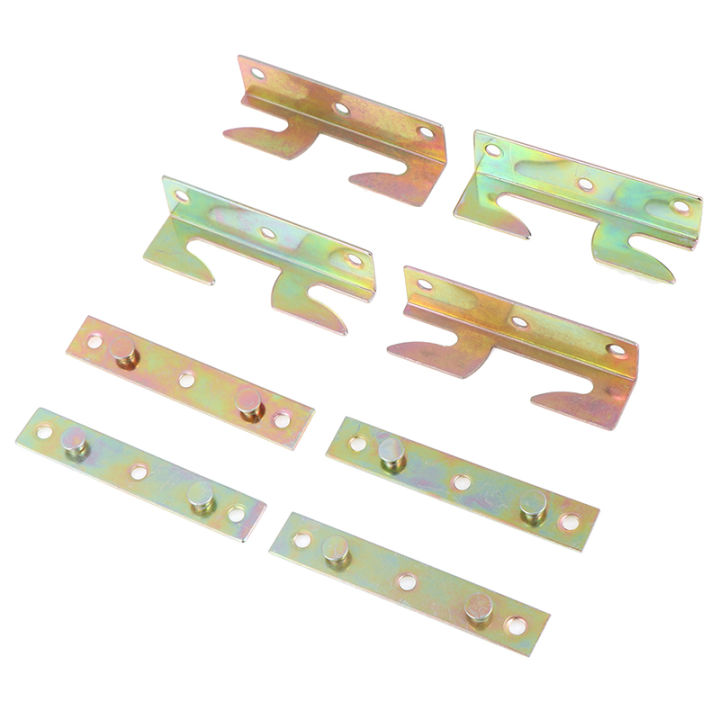 4 Sets Furniture wood bed rail bracket fitting snap connectors mount ...