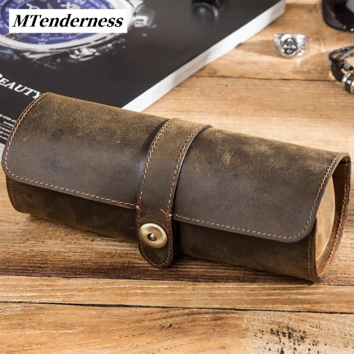 MTenderness Tissue slip into the bag watch travel case watch 3 cowhide ...