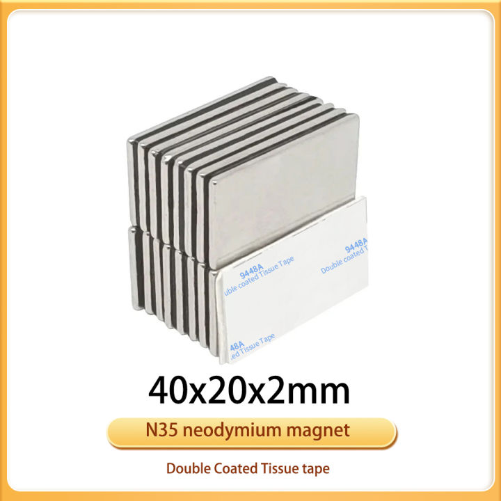 2/5/10/15/20/50PCS 40x20x2mm Block Strong Powerful Magnets With 3M Self ...
