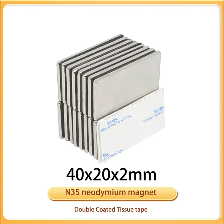 2/5/10/15/20/50PCS 40x20x2mm Block Strong Powerful Magnets With 3M Self ...