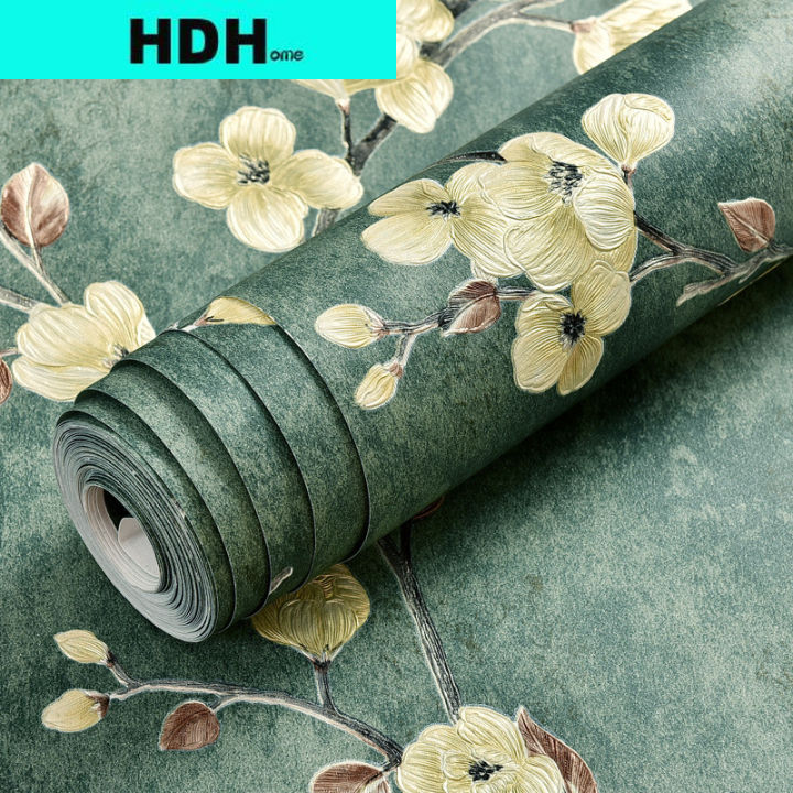 3D American Retro Non-woven Self-adhesive Wallpaper Rustic Vine Flower ...