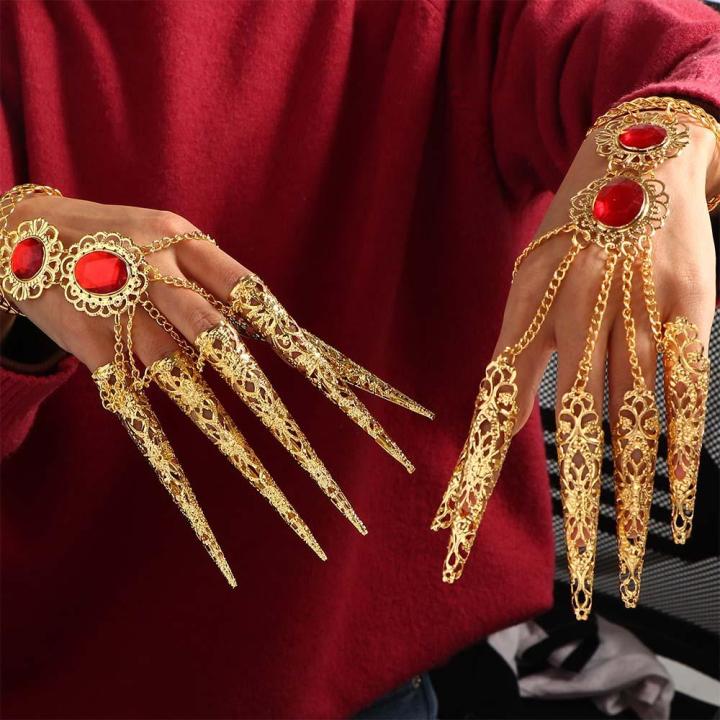 Girl Fashion Hollow Red Jewelry Indian Thai Finger Nail Rings Knuckle ...
