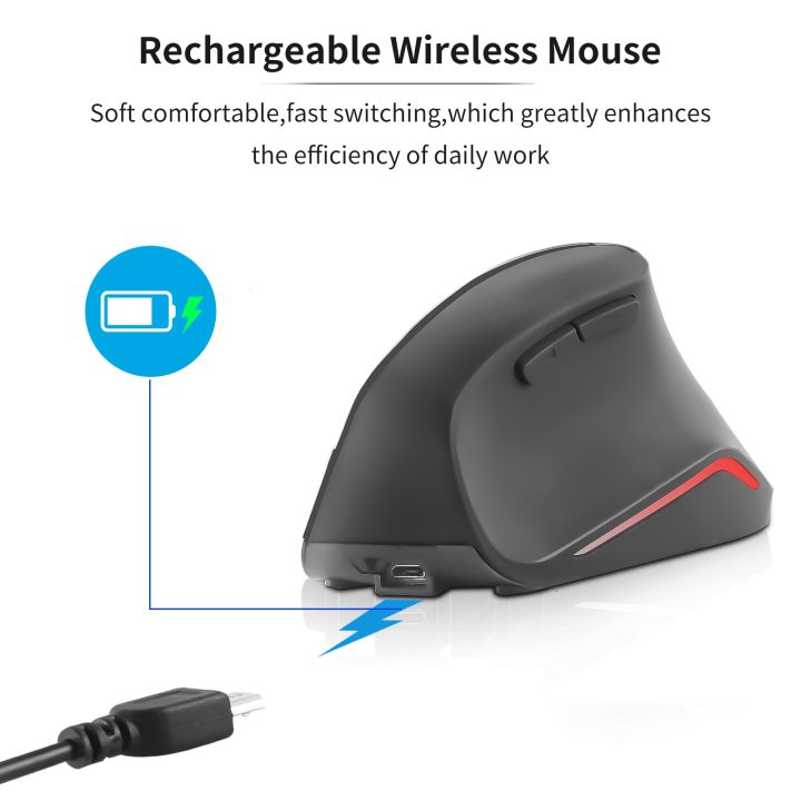 Ergonomic Vertical Mouse Rechargeable Gaming Computer Mouse USB Mause ...