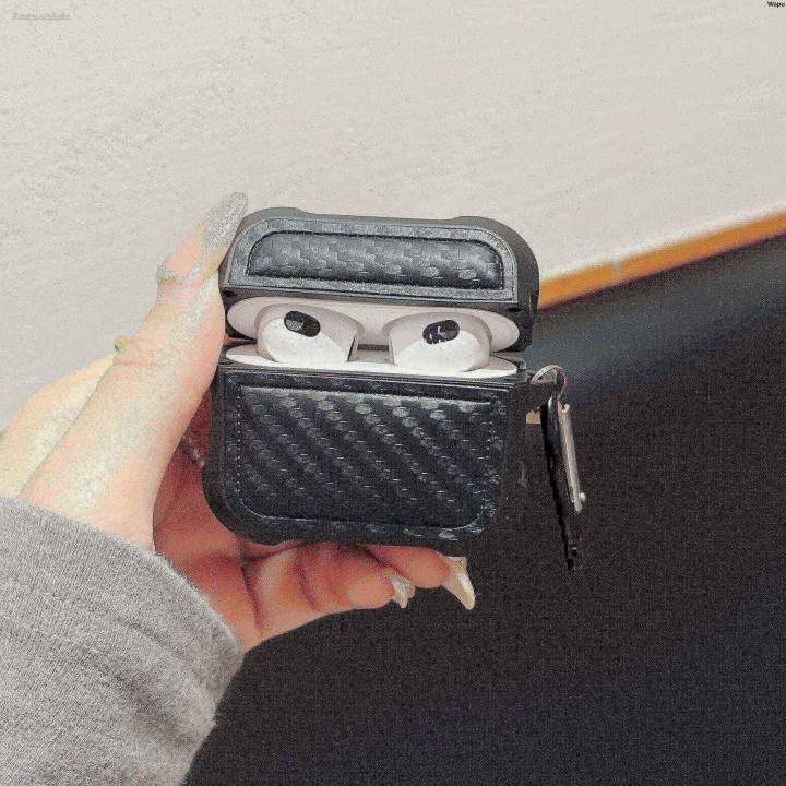 WapuSpecial Carbon Fiber Pattern Leather Business Style Earpods Case ...