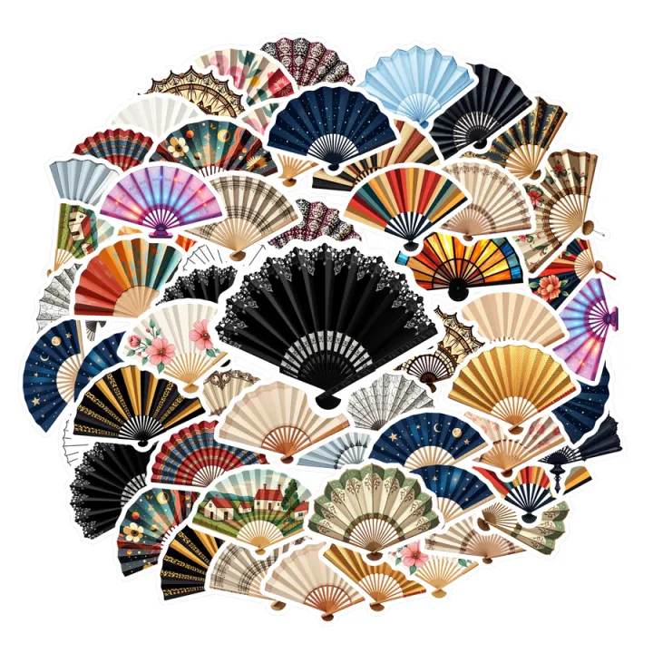 Waterproof Stickers Traditional Fans Elegant Vinyl Decorative for ...