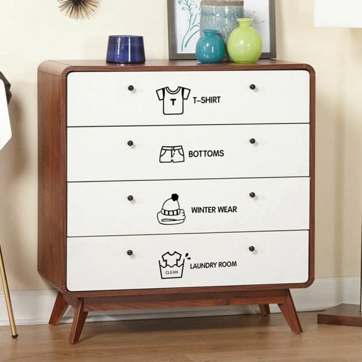 Stickable 7Pcs Fresco Art Clothes Classification Wardrobe Decor Living ...