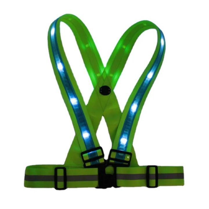 LED Reflective Running Vest 3 Modes Glowing Reflector Straps Safety ...