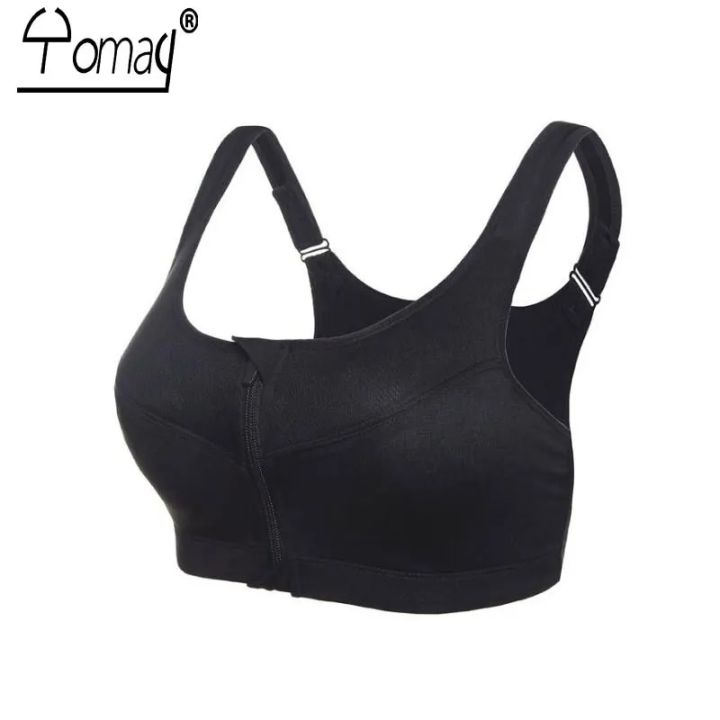 S-5XL Professional Women Plus Size Sport Bra Vest Zipper Front Running ...