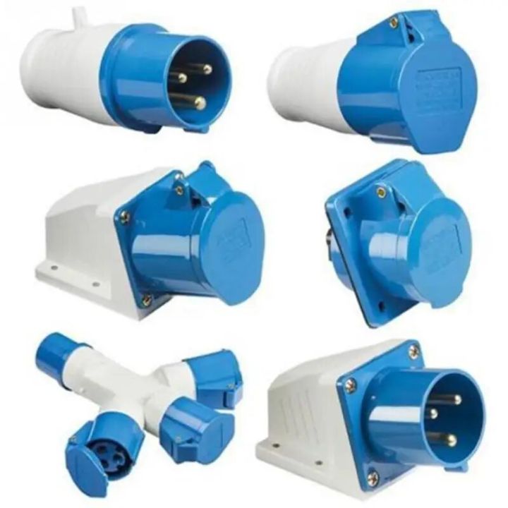 (1)Blue Range AC220V-250V 16 AMP 3 Pin Industrial Site Plug Sockets ...
