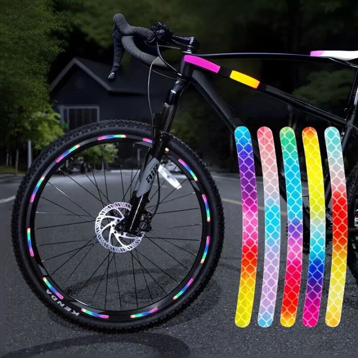【HUT】 20Pcs/Set Rainbow Reflective Sticker For Bike Wheels Laser Night ...