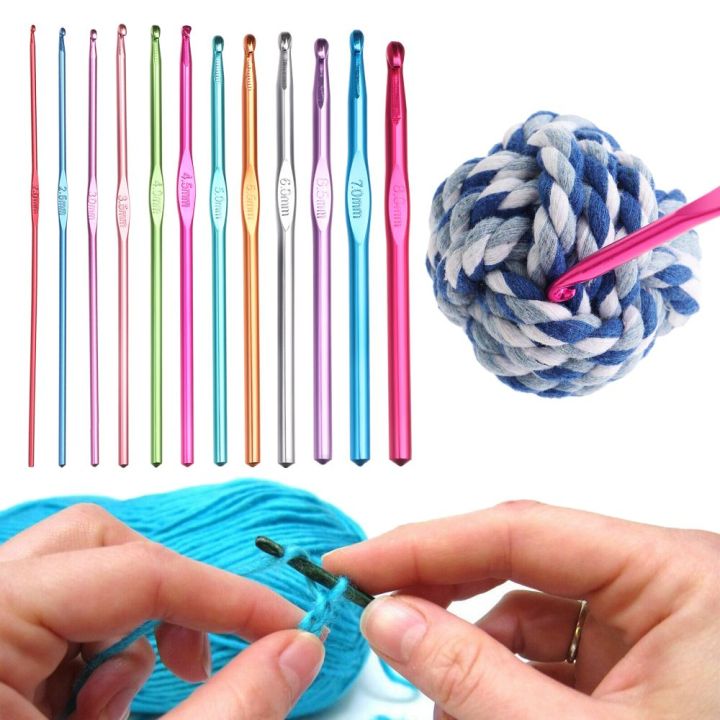 Crochet Hook Set Tunisian Afghan Aluminum Knitting Needle Crochet ...