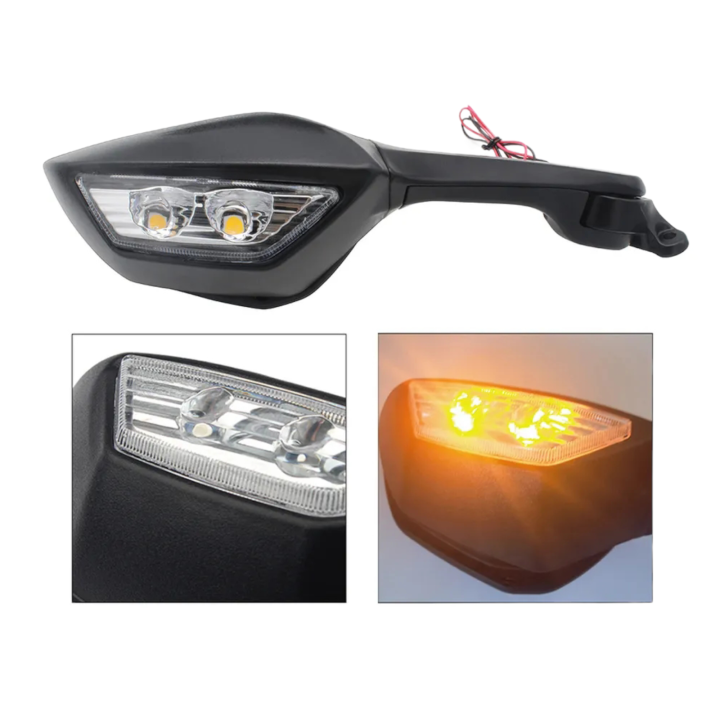 Motorcycle Rearview Rear View Side Mirrors with LED Turn Signal Light ...