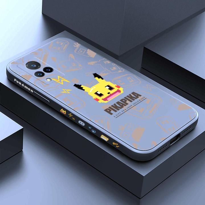 Hontinga for Vivo V21 5G Back Cover Cartoon Mosaic Pikachu Side Design ...