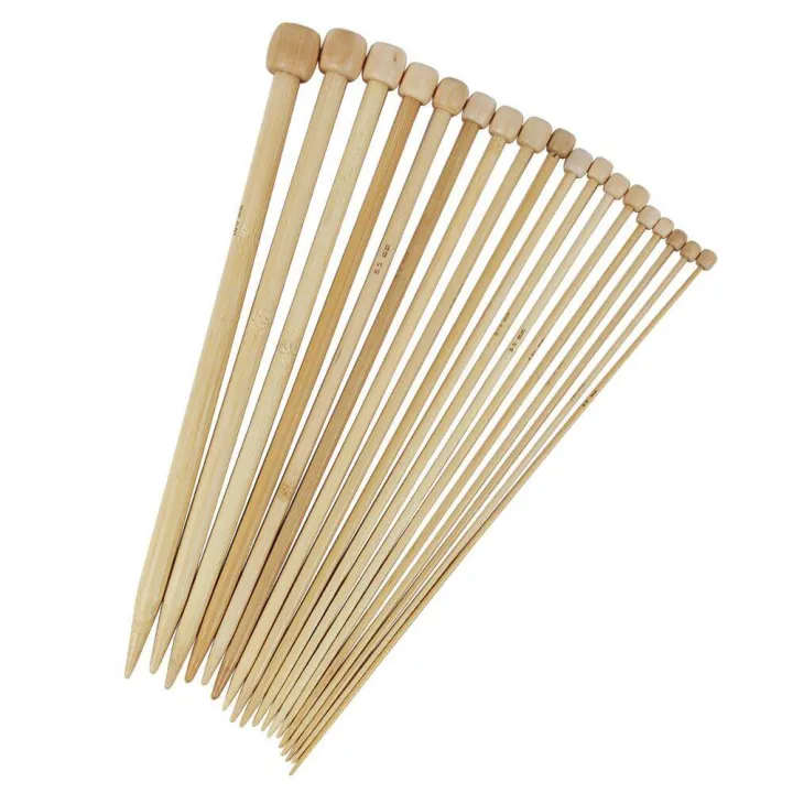 25CM Single Point Round Head Carbonized Bamboo Knitting Needles Set 18 ...