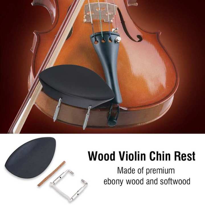 Ebony Wood Violin Chin Rest with Softwood Strip Bracket For 4/4Size ...