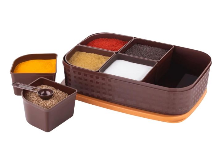 Masala Container 6 Section Dabba for Keeping Spices, Dry Fruit and Nuts ...
