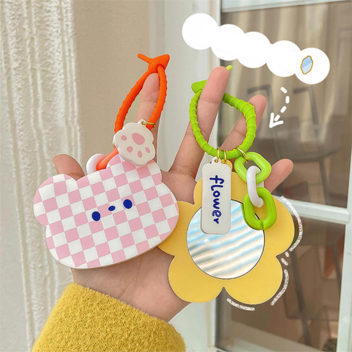 Acrylic Cartoon Mirror Cute Flower Bear Design Mirror Girls Makeup ...