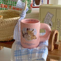 Pink Cute Kitten Mugs Girls To Drink Breakfast Coffee Milk Cup Ceramic ...