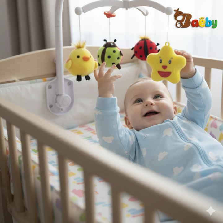 Baby musical cot mobile with soft toys and with stand | Baeby | Daraz.lk