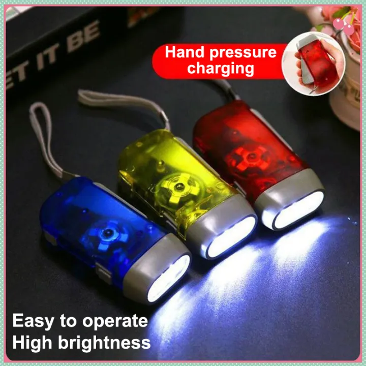 LED Hand Pressing Dynamo Crank Power Wind Up Flashlight Mini Self ...