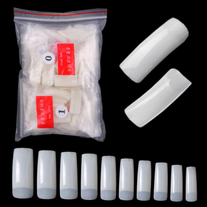 Natural Full Cover False Nails, French Half Tips, Nail Art Manicure, 10 ...