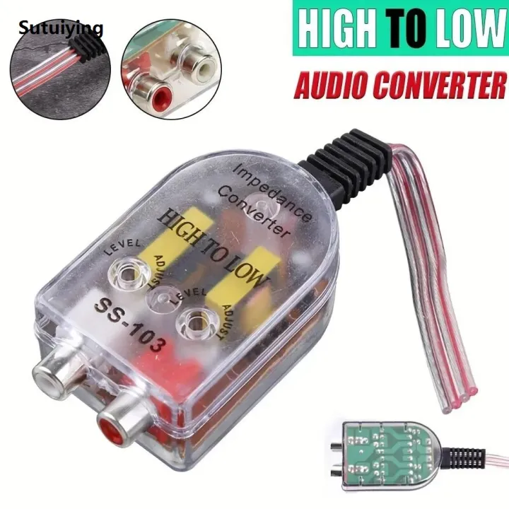 Sutuiying Car Speaker To RCA Level Adaptor High To Low Sockets Auto ...